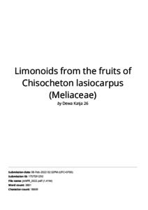 (Peer Review) Limonoids from the fruits of Chisocheton lasiocarpus ...