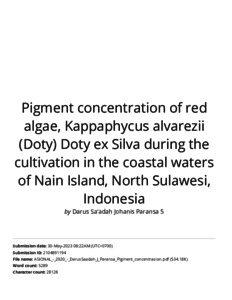 Pigment concentration of red algae, Kappaphycus alvarezii (Doty) Doty ...